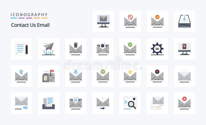 25 Email Flat Color Icon Pack Stock Vector - Illustration of internet ...