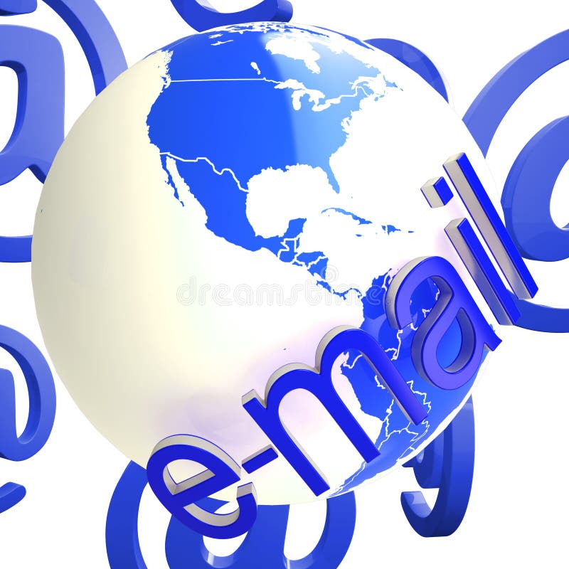 Email at Globe Showing Worldwide Connections Stock Illustration ...