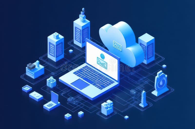 Email Hosting Services Explained Stock Illustration - Illustration of ...