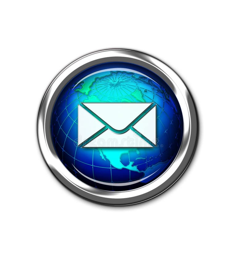 Blue email icon button stock illustration. Illustration of ...