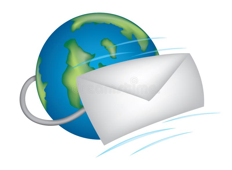 Email 3D with Earth Globe and Stars Stock Illustration - Illustration ...