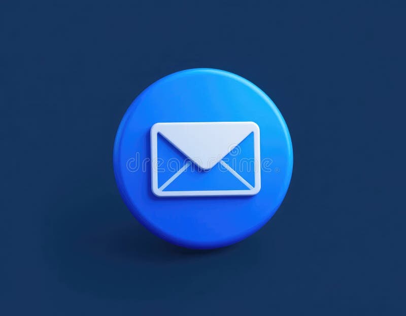 Email Icon on Blue Button for Communication and Contact Concepts Stock ...