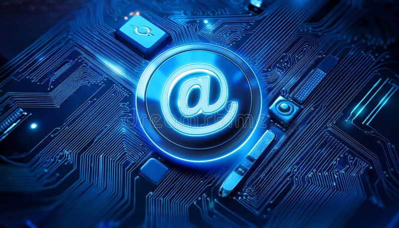 Email Icon on a Blue Glowing Panel of an Electronic Device, Concept ...