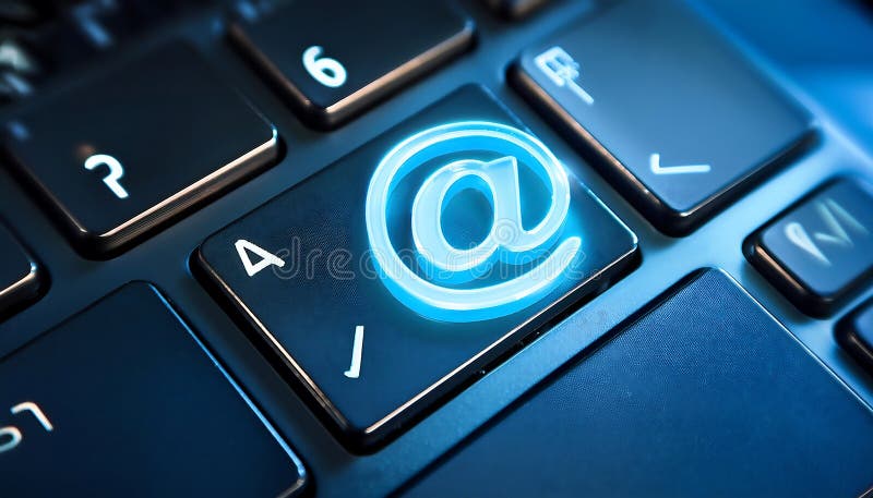 Email Icon on a Blue Glowing Panel on Laptop Keyboard Internet ...