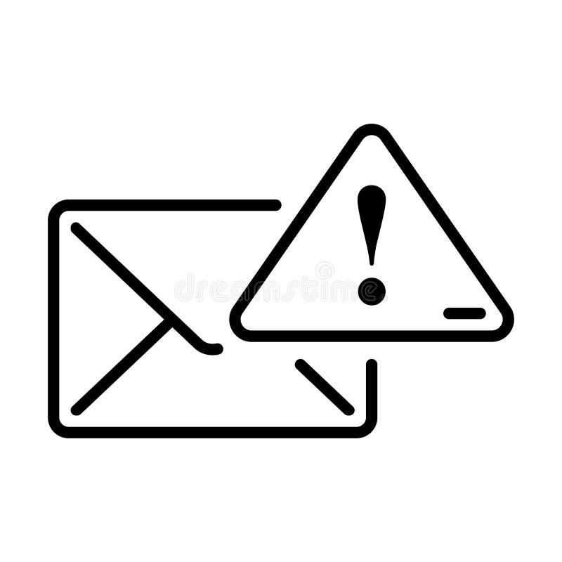 Email Icon with Caution Exclamation Mark Warning Notification Sign in ...