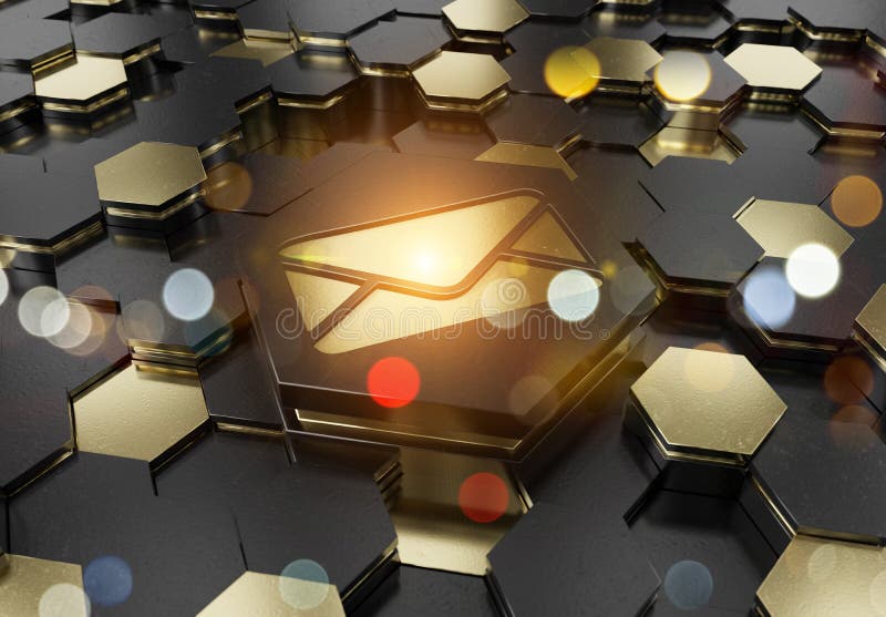 Email Icon Interface Over Modern Tech Devices 3D Rendering Stock ...