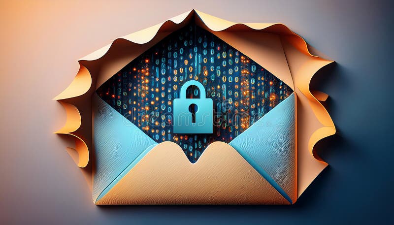 Email Icon Cut-out of Paper Hole with Binary Code Inside Stock ...