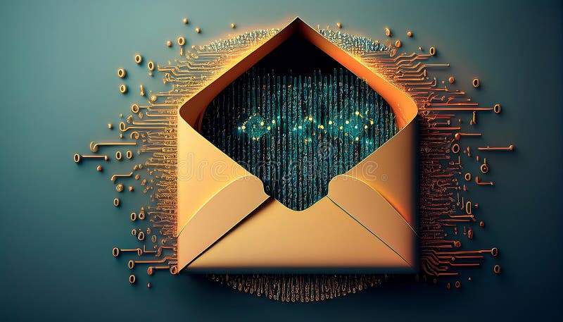Email Icon Cut-out of Paper Hole with Binary Code Inside Stock ...