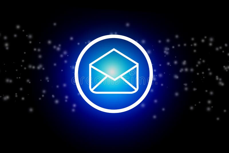 Email Icon on a Dark Abstract Background - Communication Concept Stock ...