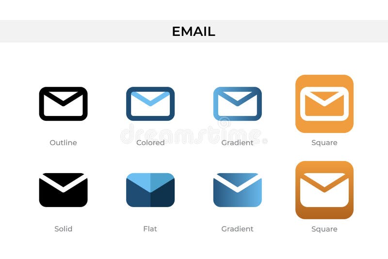 Email Icon in Different Style. Email Vector Icons Designed in Outline ...