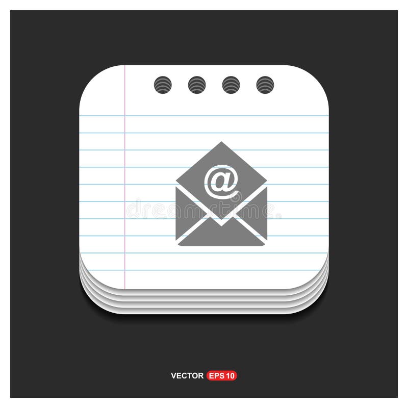 Email Icon Gray Icon on Notepad Style Template Vector EPS 10 Free Icon ...