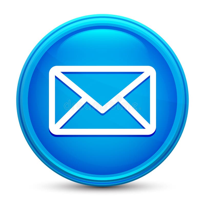 Email Icon Glass Shiny Blue Round Button Isolated Design Vector ...