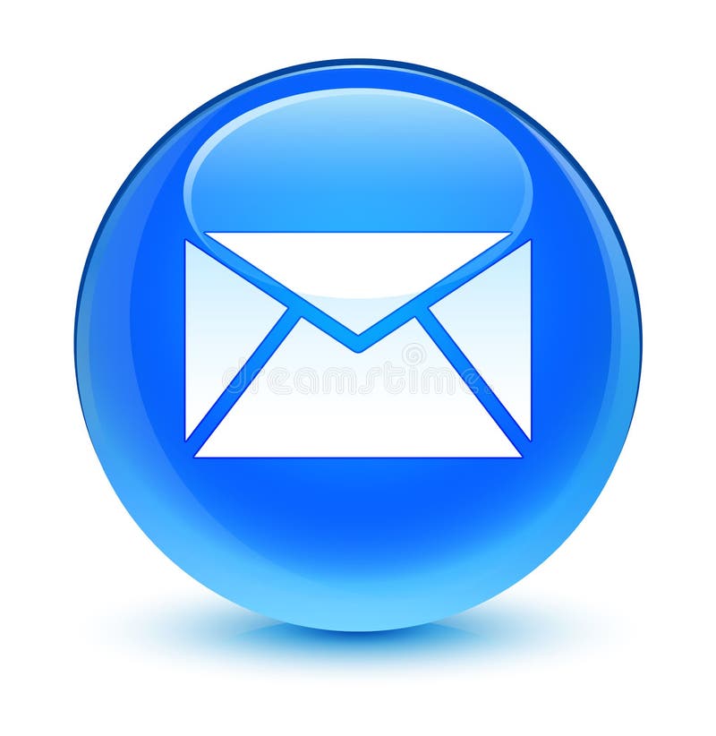 Email Icon Glassy Cyan Blue Round Button Stock Illustration ...