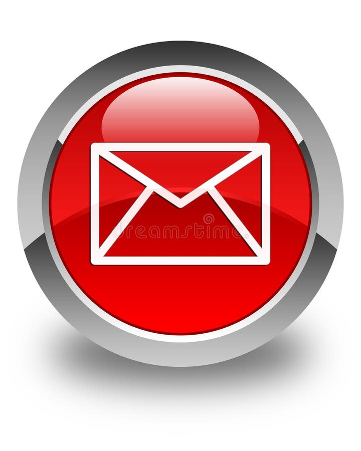 Email Icon Glossy Red Round Button Stock Illustration - Illustration of ...