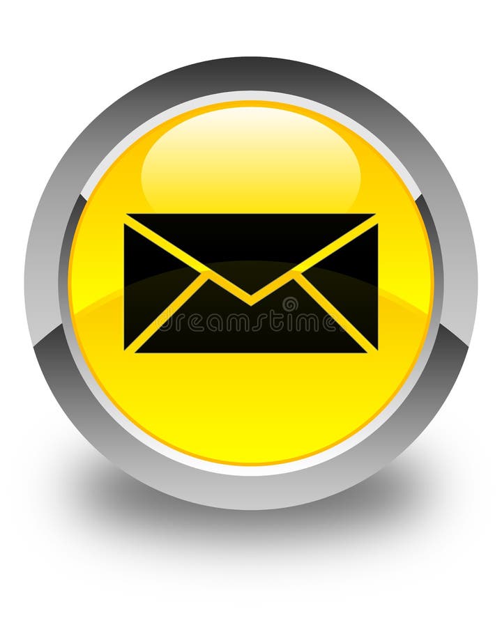 Email Icon Glossy Yellow Round Button Stock Illustration - Illustration ...