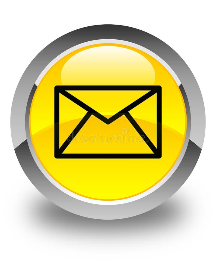 Email Icon Glossy Yellow Round Button Stock Illustration - Illustration ...