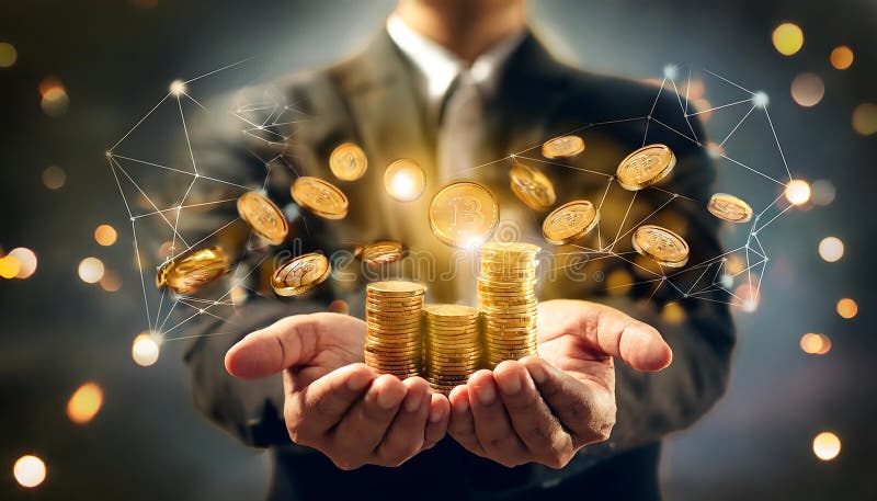 Email Icon Going Out of Hands with Coins Online Work Stock Illustration ...