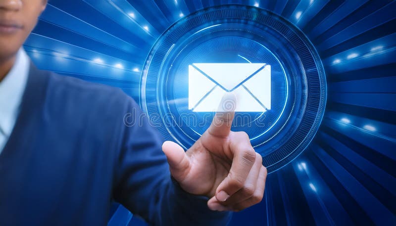 Email Icon Going into and Underground on a Blue Background the Man ...