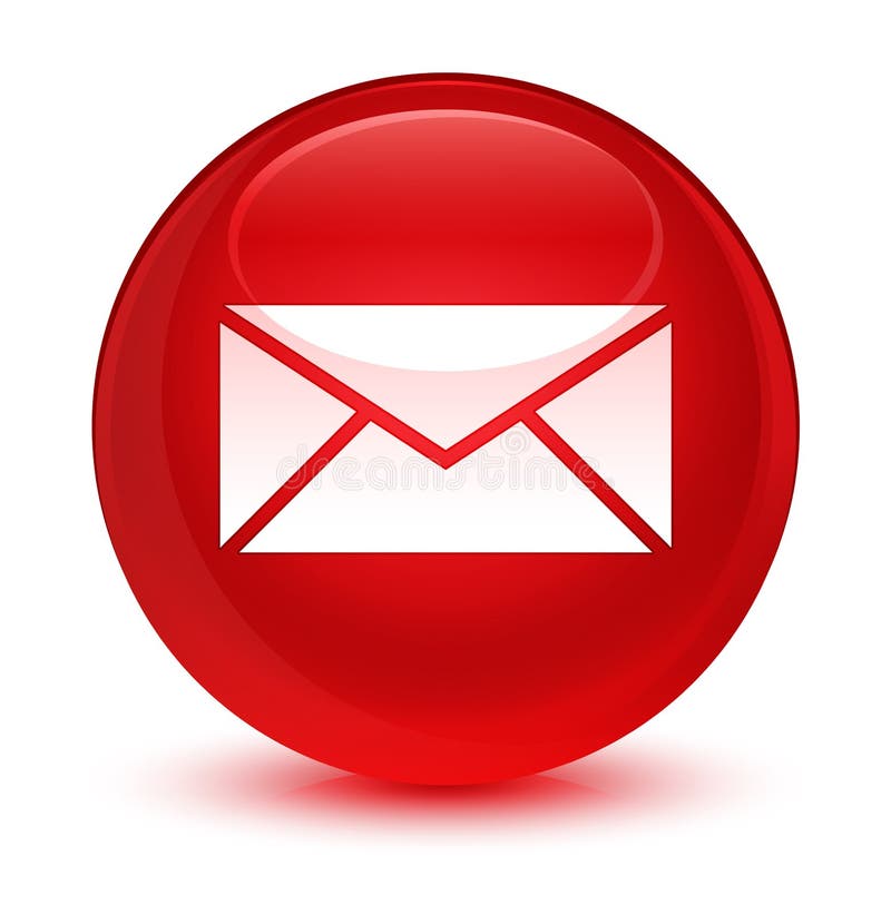 Email Icon Glassy Red Round Button Stock Illustration - Illustration of ...