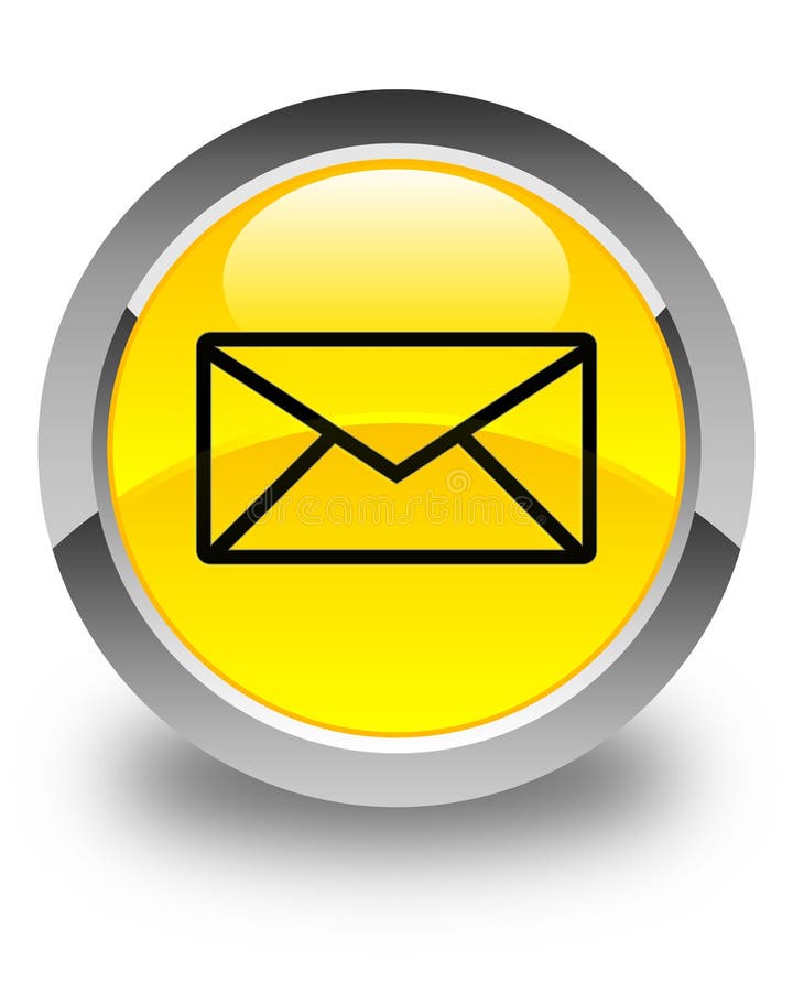Email Icon Glossy Yellow Round Button Stock Illustration - Illustration ...