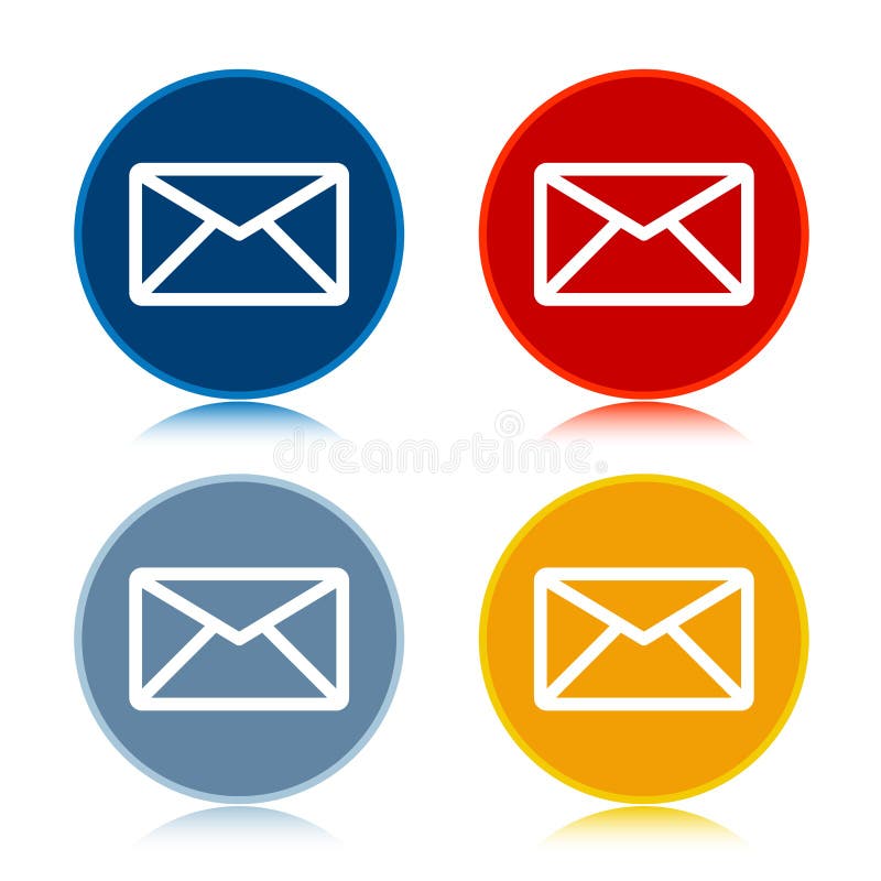 Email Icon Trendy Flat Round Buttons Set Illustration Design Stock ...