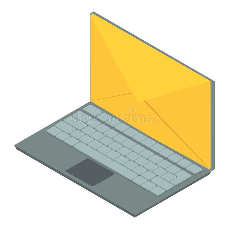 Email Icon Isometric Vector. Open Modern Laptop with Envelope on Screen ...