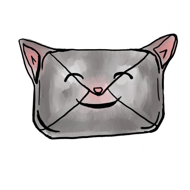 Email Icon Kawaii Shipped Cat Stock Illustration - Illustration of ...