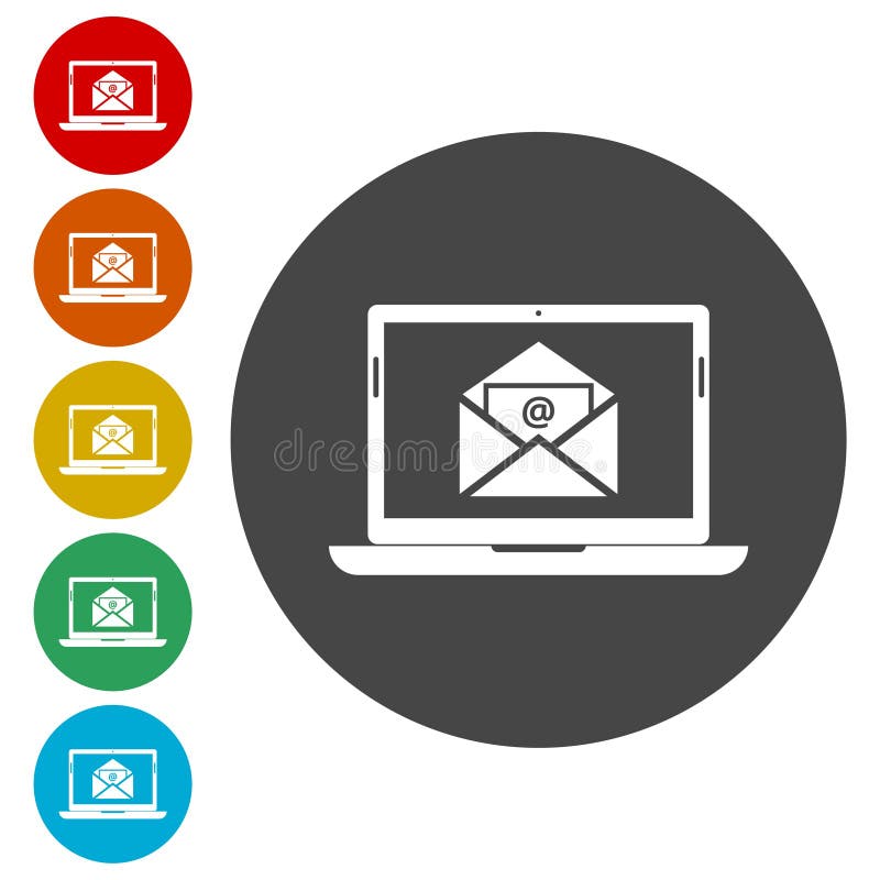 Email icon. Laptop icon stock vector. Illustration of network - 131377732