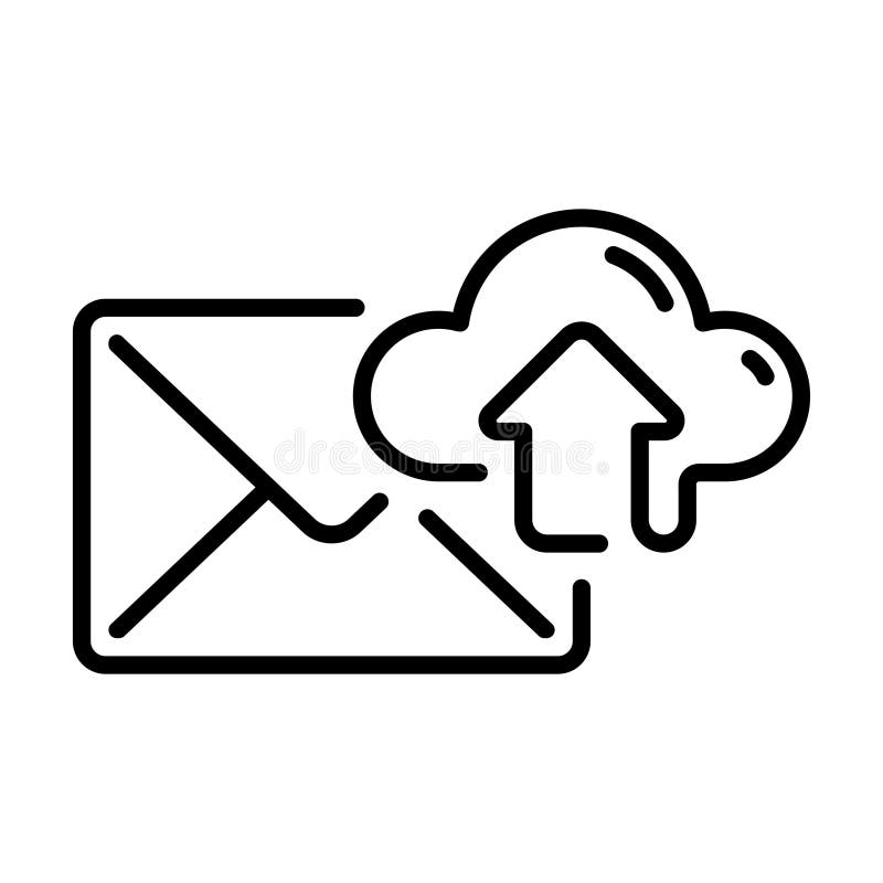 Email Icon in Line Style with Cloud Upload Sign Stock Vector ...