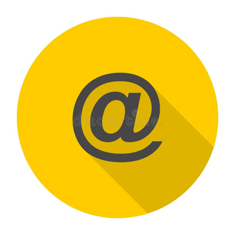 Email Icon with Long Shadow Stock Vector - Illustration of black ...