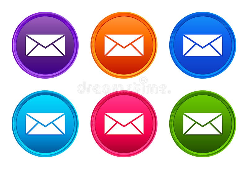Email Icon Luxury Bright Round Button Set 6 Color Vector Stock Vector ...