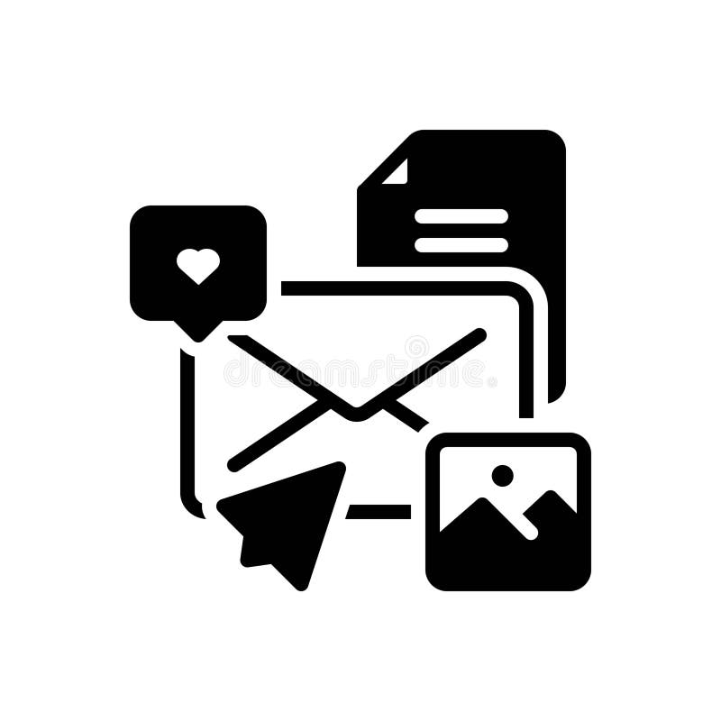 Black Solid Icon for Email, Message and Letter Stock Vector ...