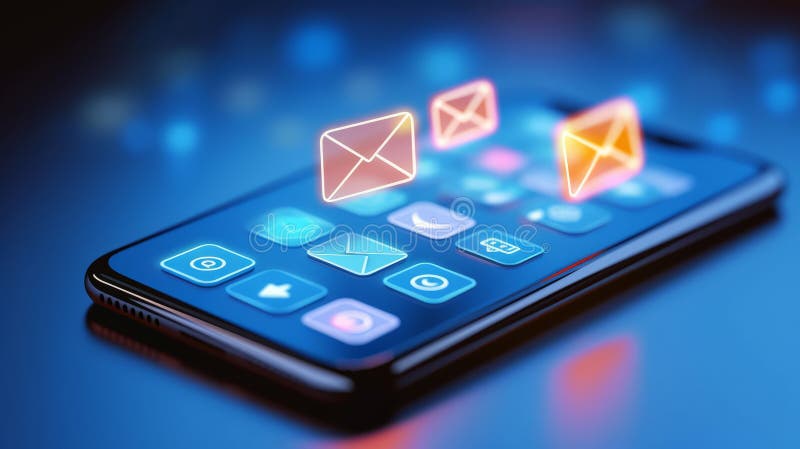 Email Icon on Mobile Screen. Generative AI Stock Illustration ...