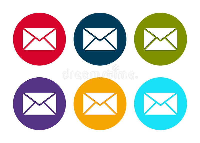 Email Icon Modern Flat Round Button Set Illustration Stock Vector ...