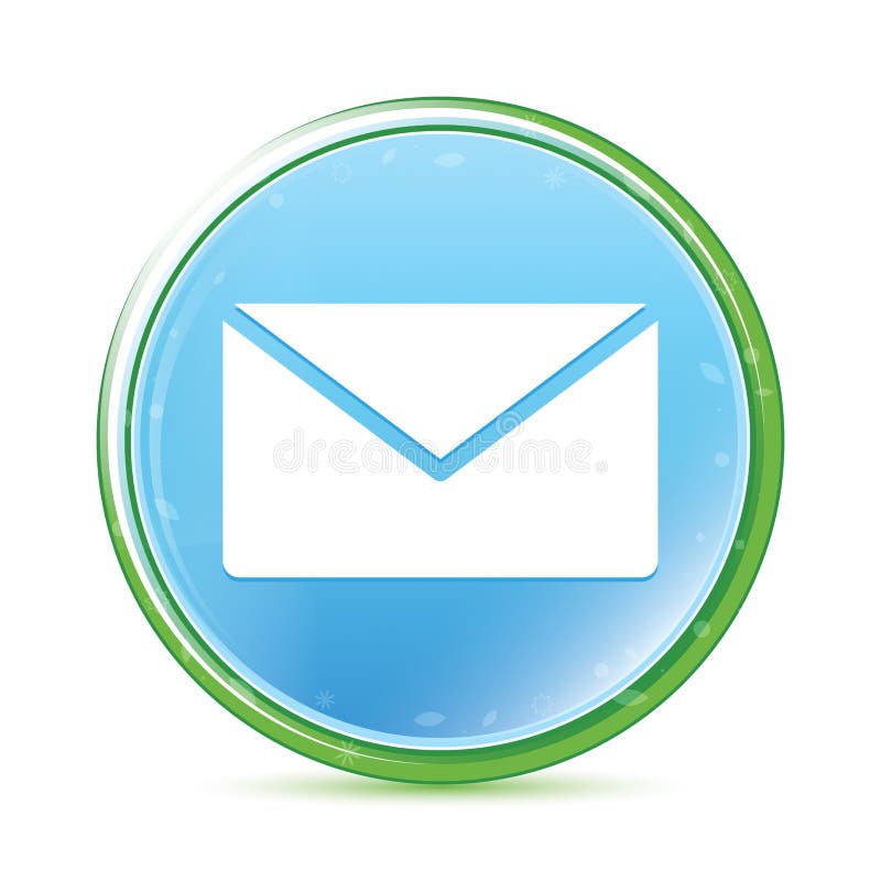 Email Icon Natural Aqua Cyan Blue Round Button Stock Illustration ...