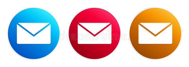 Email Icon Premium Trendy Round Button Set Stock Vector - Illustration ...