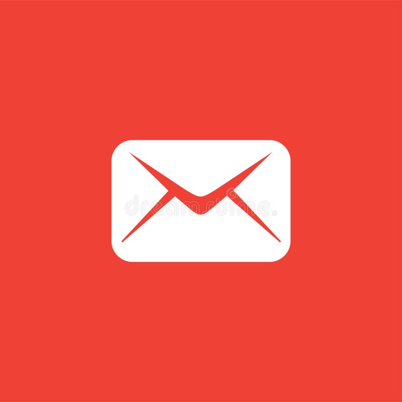 Email Icon on Red Background. Red Flat Style Vector Illustration Stock ...