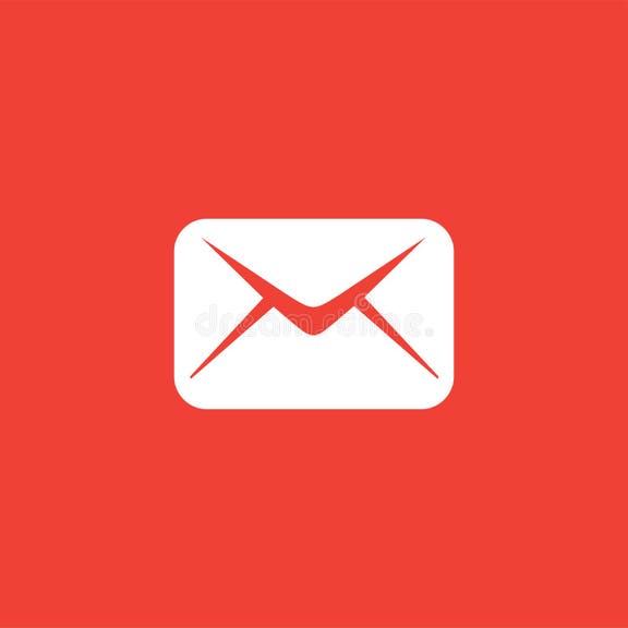 Email Icon on Red Background. Red Flat Style Vector Illustration Stock ...