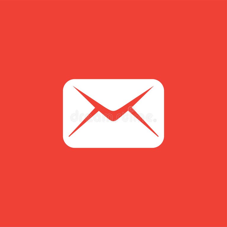 Email Icon on Red Background. Red Flat Style Vector Illustration Stock ...