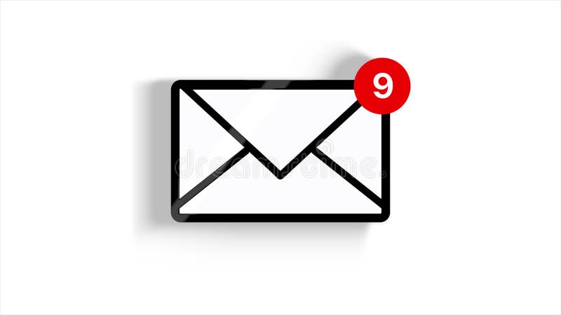 Email Icon with Red Counter on White Background. E-Mail Notification ...