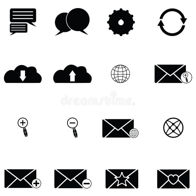 Email icon set stock vector. Illustration of icon, communication ...