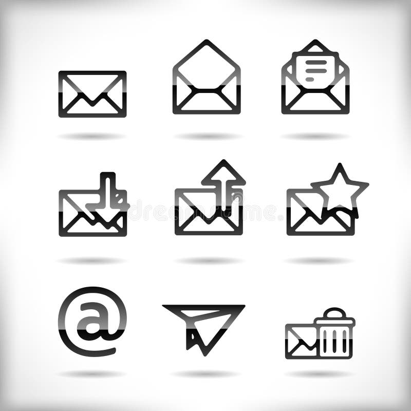 Vector Flat Design UI Email Icons Stock Illustration - Illustration of ...