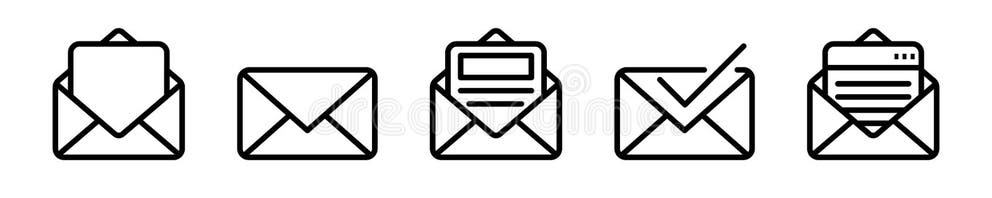 Email Icon Set. Envelope Icon Set. Inbox Icons. Mail Vector Icons Stock ...