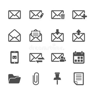 Email Icon Set, Vector Eps10 Stock Vector - Illustration of folder ...
