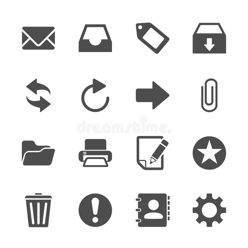 Email Application Icon Set, Vector Eps10 Stock Vector - Illustration of ...