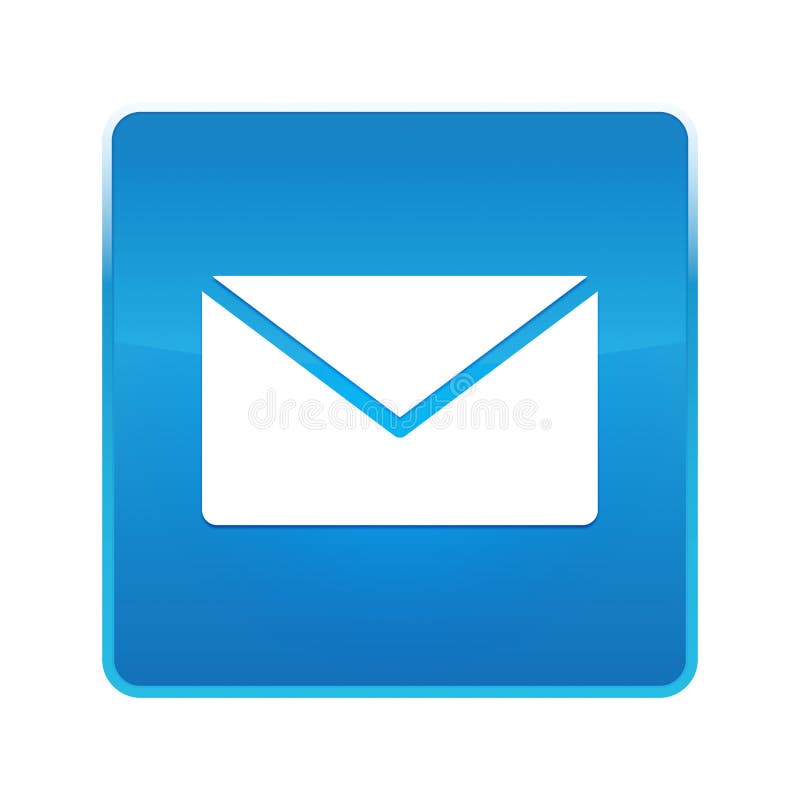 Email Icon Shiny Blue Square Button Stock Illustration - Illustration ...