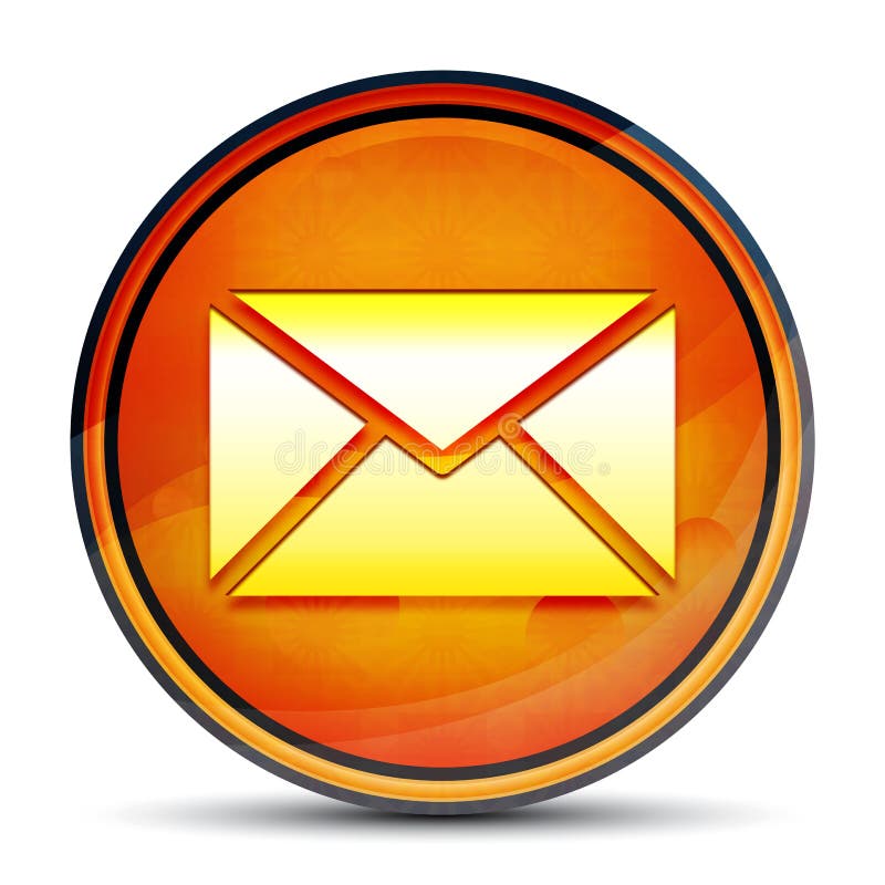 Email Icon Shiny Bright Orange Round Button Illustration Stock ...