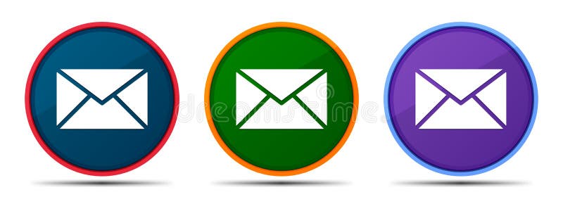 Email Icon Modern Flat Round Button Set Illustration Stock Vector ...