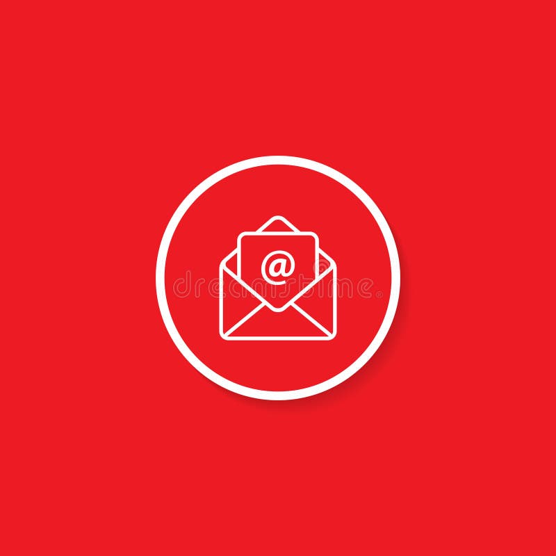 Email Icon Vector in Circle Style. Open Mail Sign Symbol Stock Vector ...