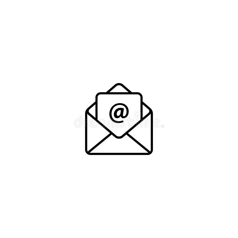 Email Icon Vector in Line Style. Open Mail Sign Symbol Stock Vector ...